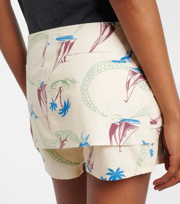 Rabanne Layered Printed Cotton Shorts
