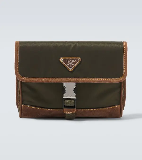 Prada Re-nylon Suede-trimmed Messenger Bag - Green