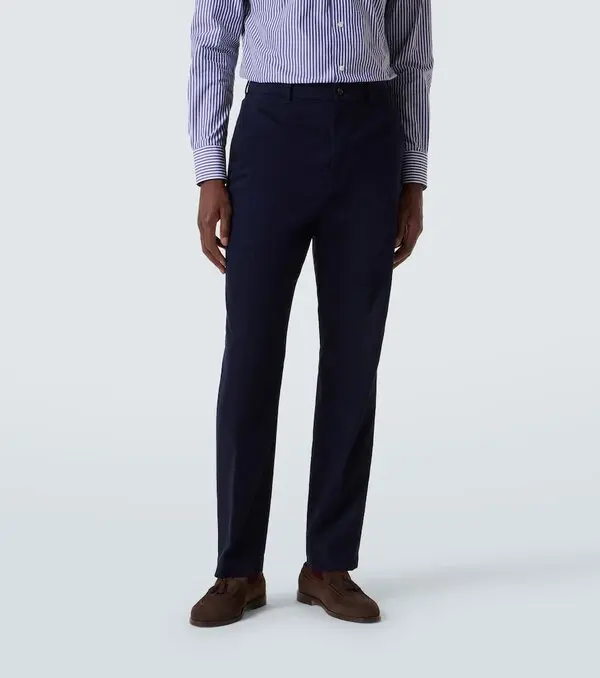Dunhill Cotton-blend Tapered Trousers - Blue