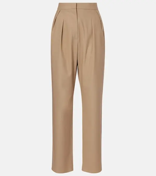 Max Mara Dede Pleated Cotton Pants - Beige