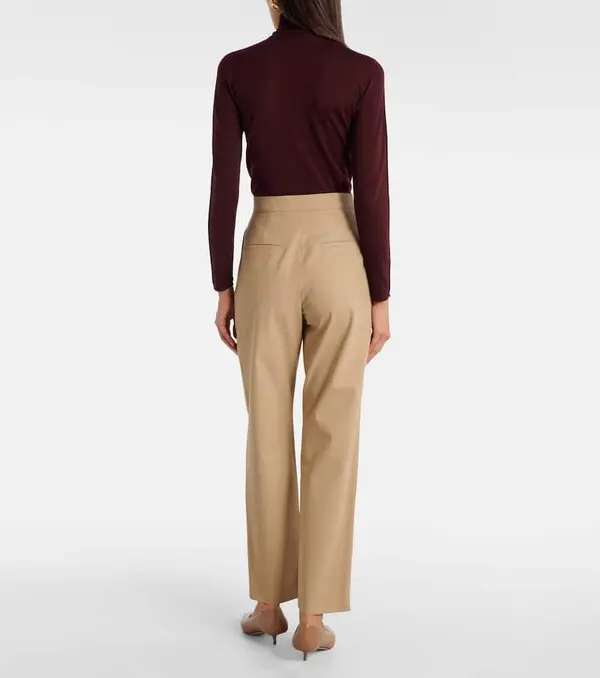 Max Mara Dede Pleated Cotton Pants - Beige
