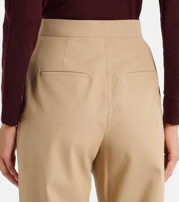 Max Mara Dede Pleated Cotton Pants - Beige