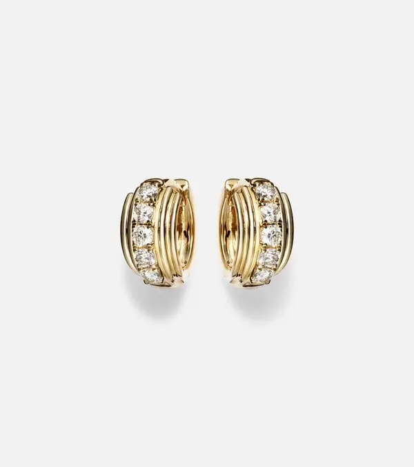 STONE AND STRAND 14kt Yellow Huggie Earrings With Diamonds - Gold