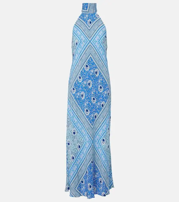 Rixo Maura Printed Maxi Dress - Blue