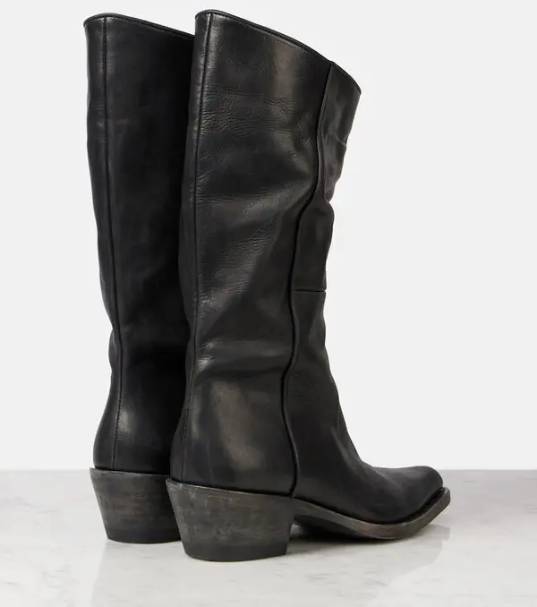 Khaite Clive Leather Mid-calf Boots - Black