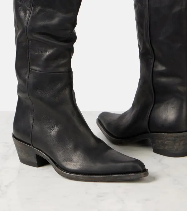 Khaite Clive Leather Mid-calf Boots - Black