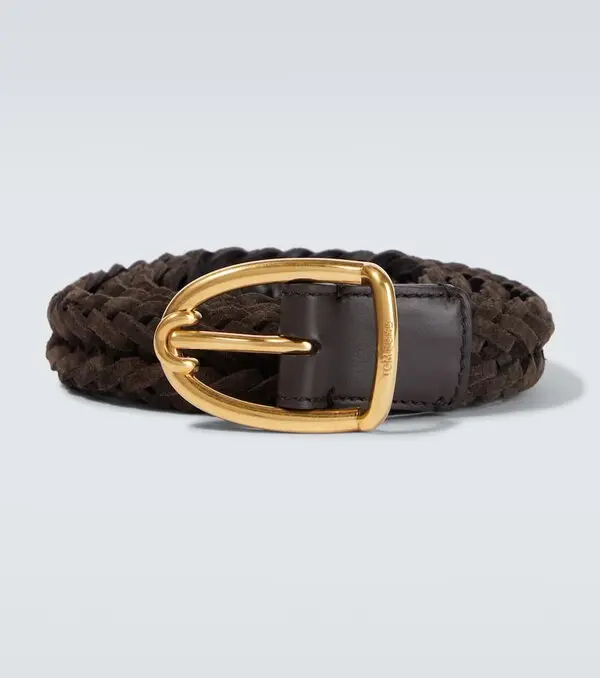 TOM FORD Braided Suede Belt - Brown