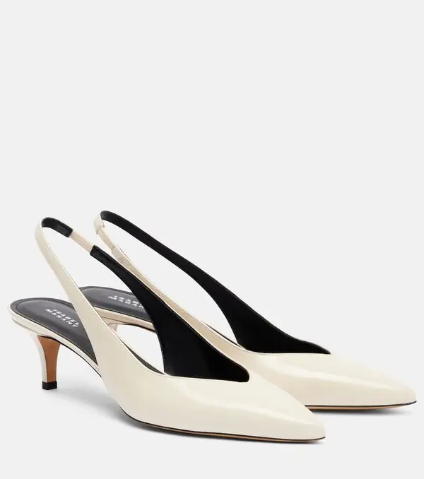 Isabel Marant Padim 50 Patent Leather Slingback Pumps - White