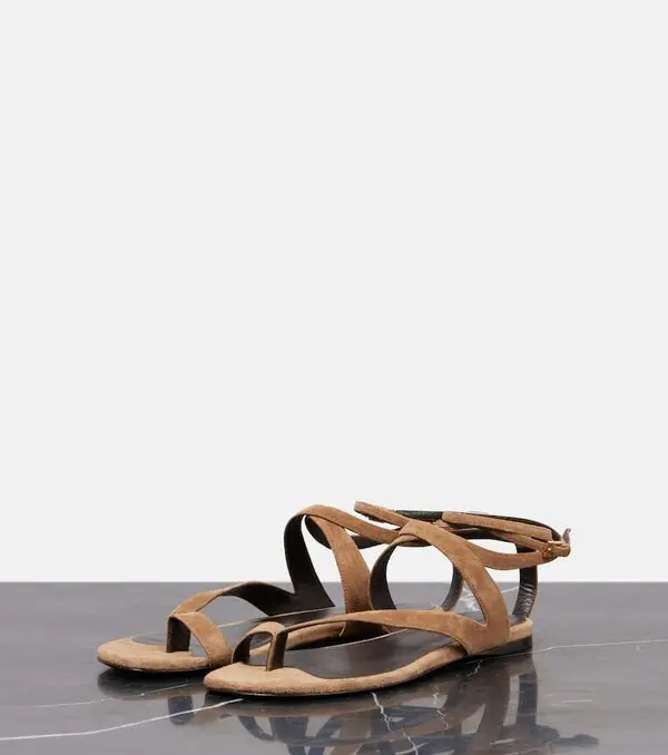 Khaite Aimee Suede Sandals - Brown