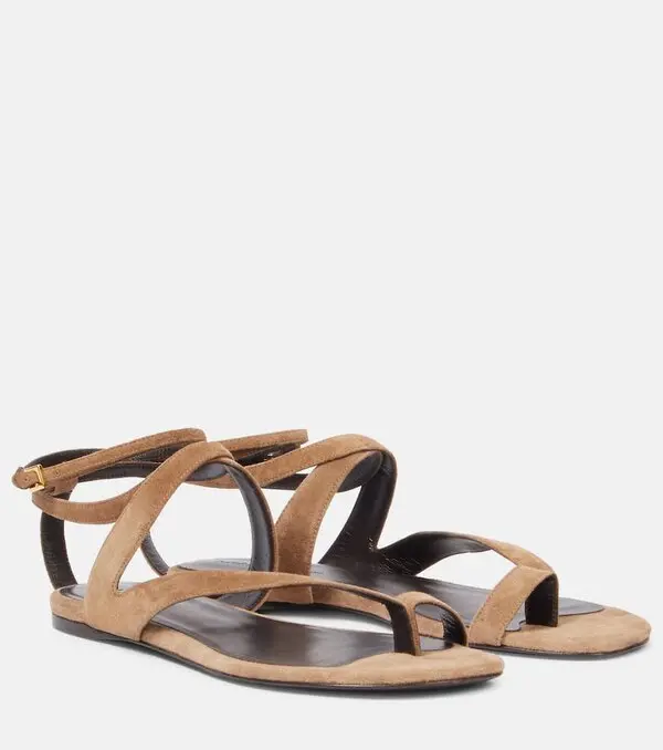 Khaite Aimee Suede Sandals - Brown