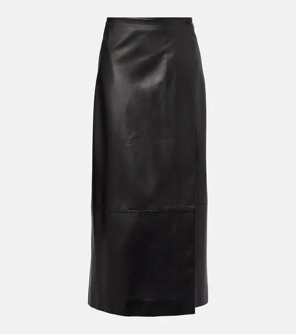 Khaite Quinn Leather Wrap Skirt