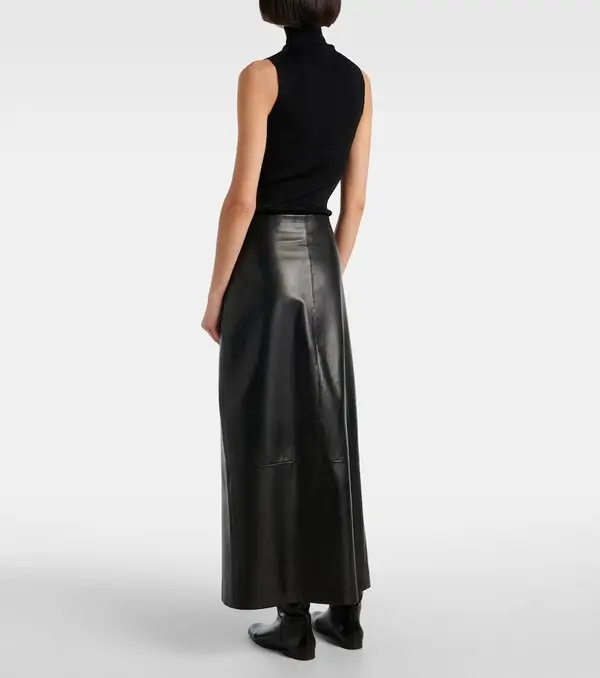 Khaite Quinn Leather Wrap Skirt