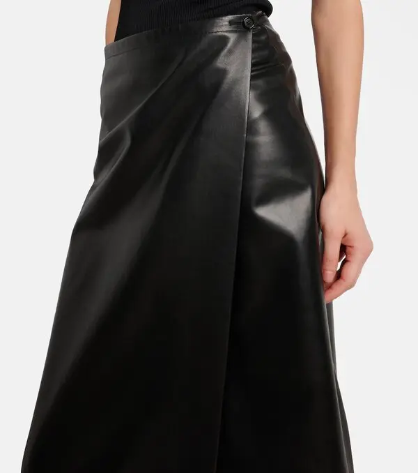 Khaite Quinn Leather Wrap Skirt