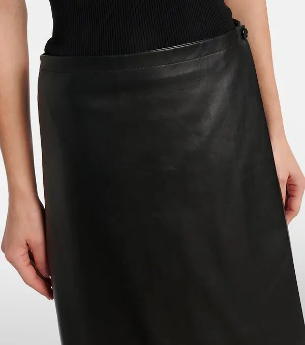 Khaite Quinn Leather Wrap Skirt