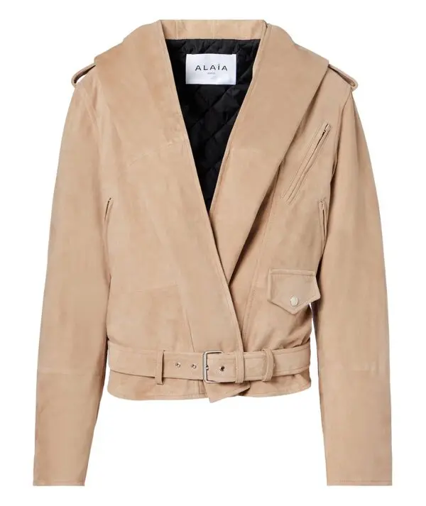 Alaïa Suede Biker Jacket - Beige