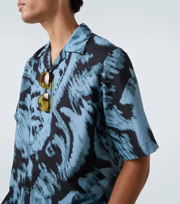 Commas Printed Cotton And Silk Twill Shirt