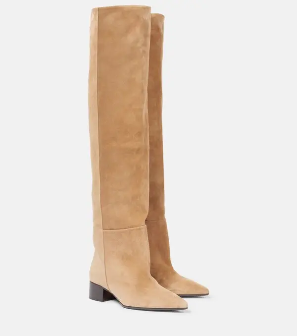 Khaite Andee 40 Suede Over-the-knee Boots - Beige