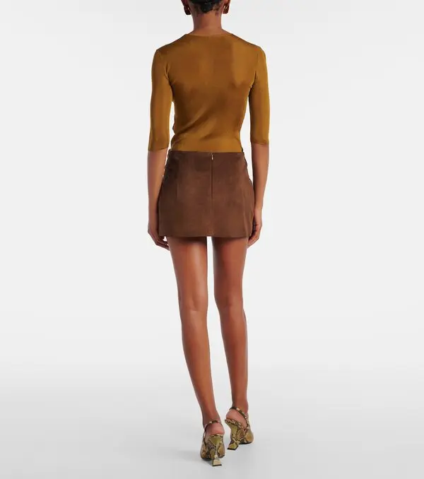 Nour Hammour Avery Suede Miniskirt - Brown