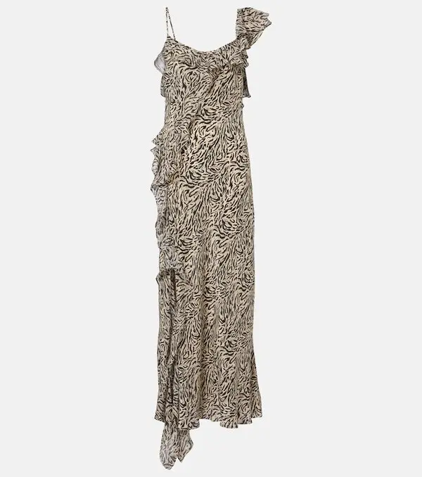 Rixo Ester Silk Maxi Dress - Grey