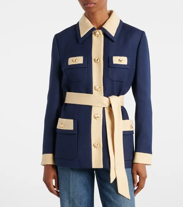 Valentino Garavani Belted Viscose Jacket - Blue
