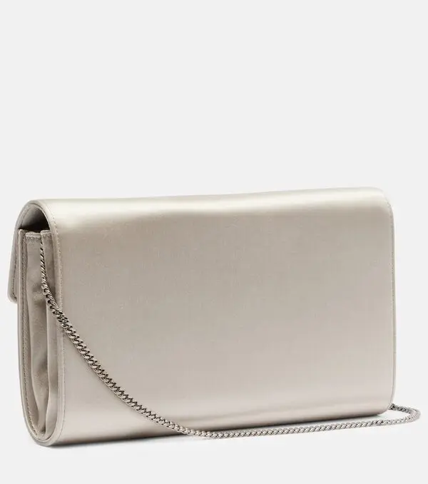 Roger Vivier Embellished Satin Envelope Clutch Silver Editorialist