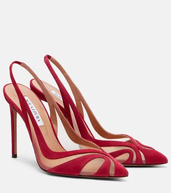 AQUAZZURA Lune Sling 105 Slingback Pumps - Red