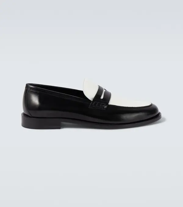 Manolo Blahnik Perry Leather Penny Loafers - Black
