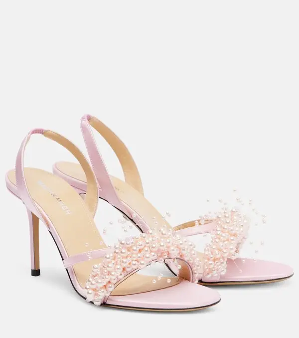 Mach & Mach Floating Pearl 85 Satin Sandals - Pink
