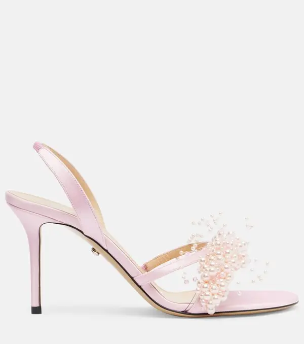 Mach & Mach Floating Pearl 85 Satin Sandals - Pink