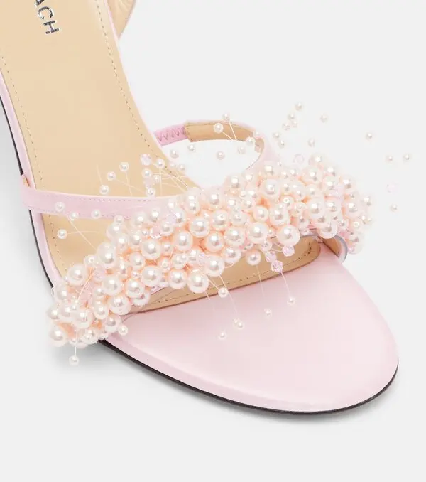 Mach & Mach Floating Pearl 85 Satin Sandals - Pink