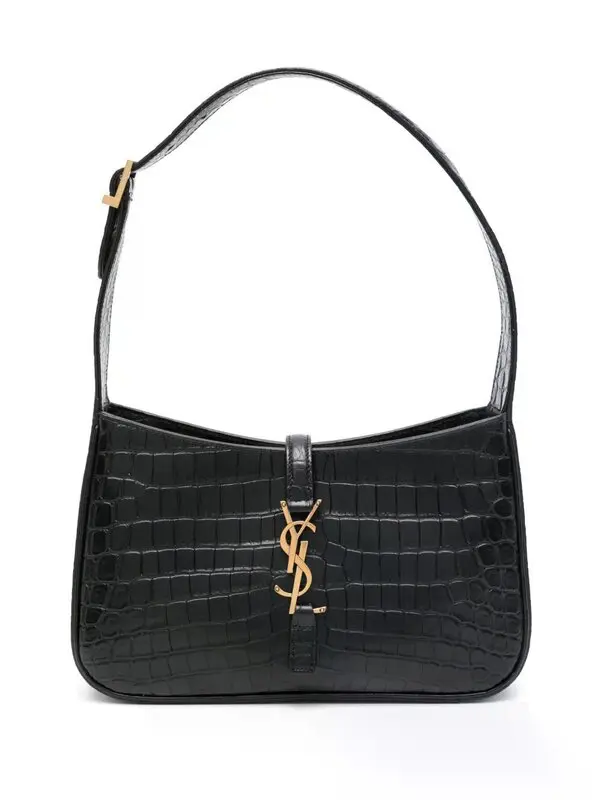 Saint Laurent 5a7 Crocodile-effect Shoulder Bag - Black