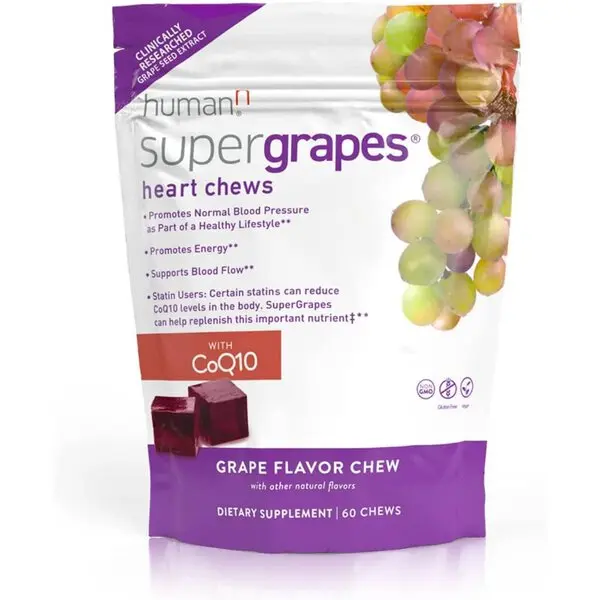 HUMANN Supergrapes Heart Chews With Coq10 60 Chews - One-color
