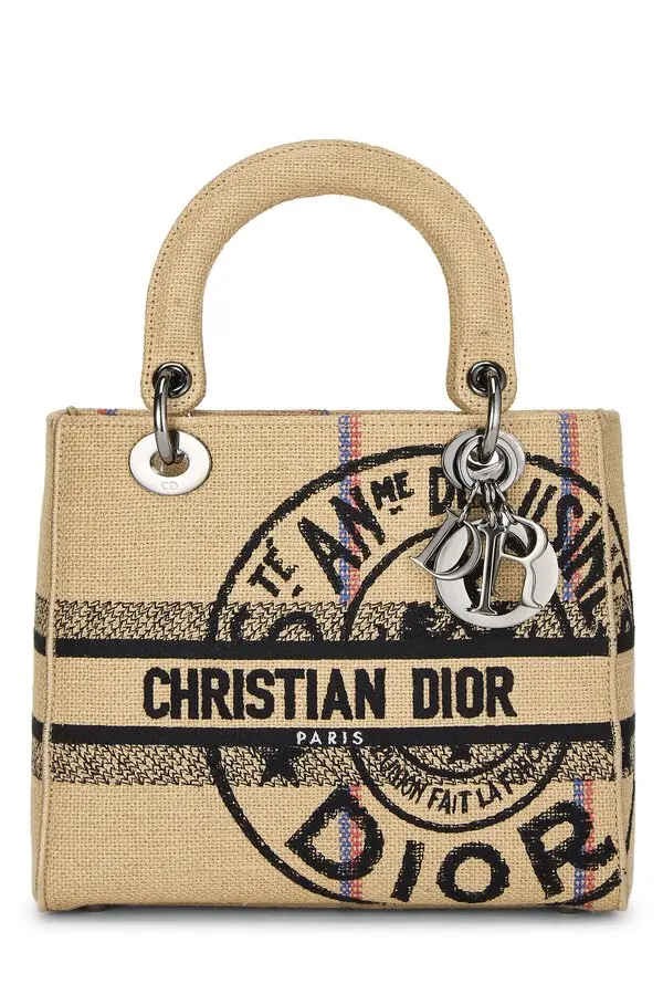 Dior Embroidered Jute Lady D-lite - Beige