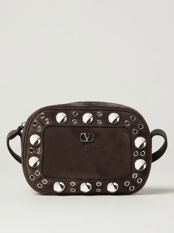Valentino Garavani Studded Suede Shoulder Bag - Dark
