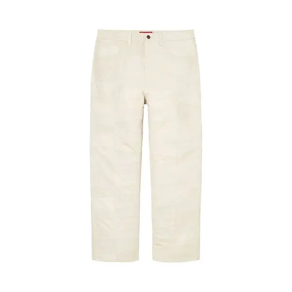 Supreme Patchwork Leather 5-Pocket Jean - White | Editorialist