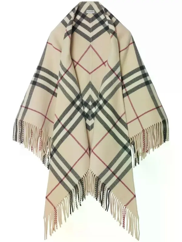 Burberry Vintage-check Wool Cape - Neutrals