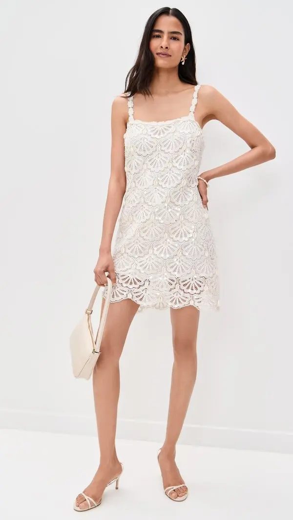 LoveShackFancy Lamont Crochet Knit Mini Dress