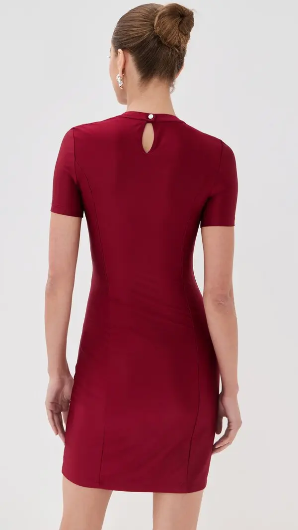 open lace back dress Paco Rabanne Red Tropical Floral Jersey Ruched Long Dress main image 0