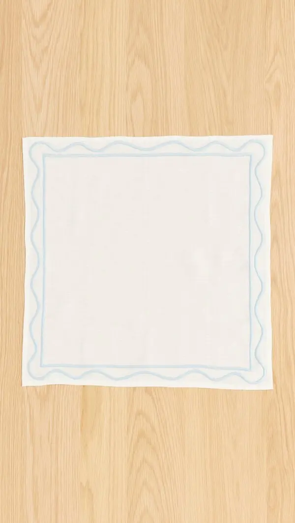 MISETTE Set Of 4 Embroidered Linen Napkins - Blue