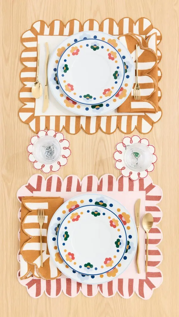 MISETTE Scalloped Stripe Placemats Set Of 4