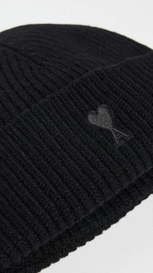 Ami Felted Beanie - Noir/noir