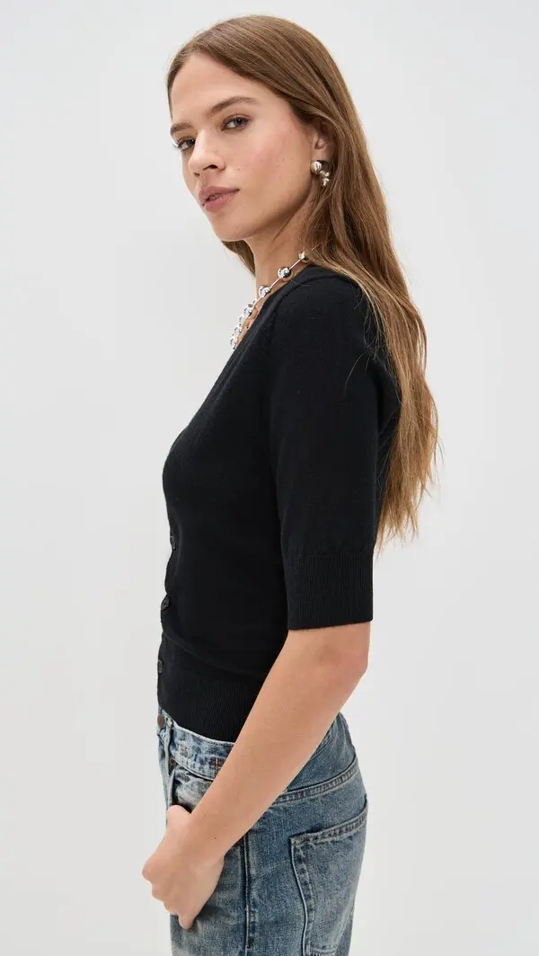 R13 Elbow Sleeve Split Hem Cardigan