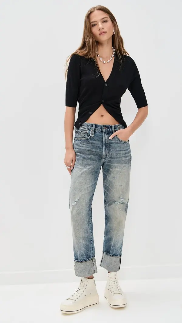 R13 Elbow Sleeve Split Hem Cardigan