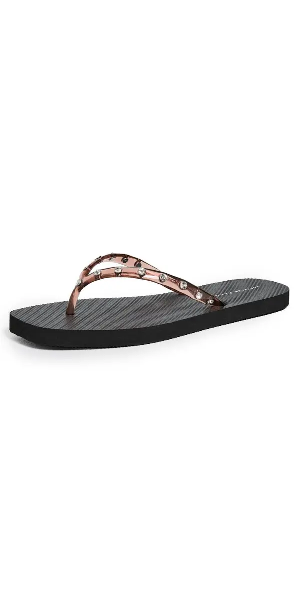 LOEFFLER RANDALL Taryn Crystal Jelly Flip Flops - Brown/black