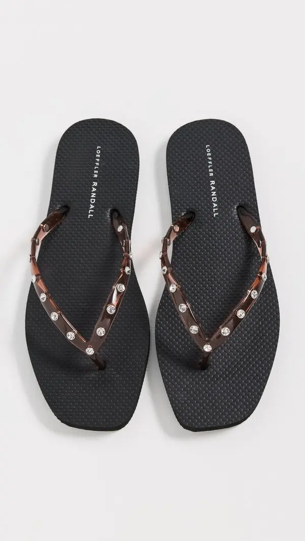 LOEFFLER RANDALL Taryn Crystal Jelly Flip Flops - Brown/black