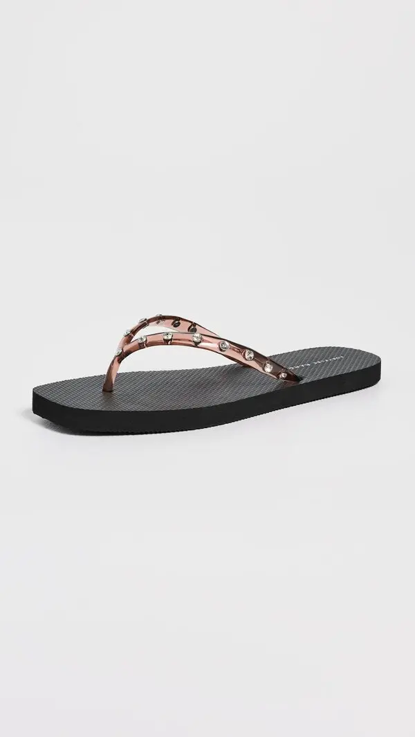 LOEFFLER RANDALL Taryn Crystal Jelly Flip Flops - Brown/black