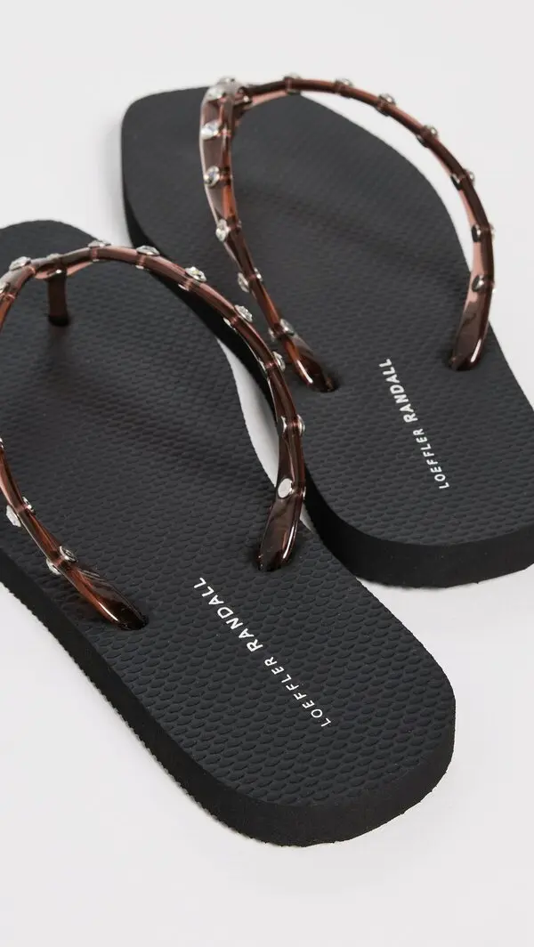 LOEFFLER RANDALL Taryn Crystal Jelly Flip Flops - Brown/black