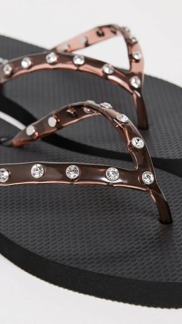 LOEFFLER RANDALL Taryn Crystal Jelly Flip Flops - Brown/black
