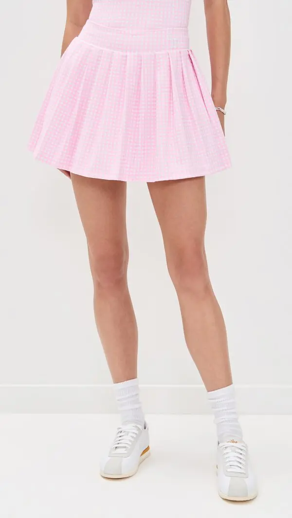 RECREATIONAL HABITS Gingham Check Pleated Skirt