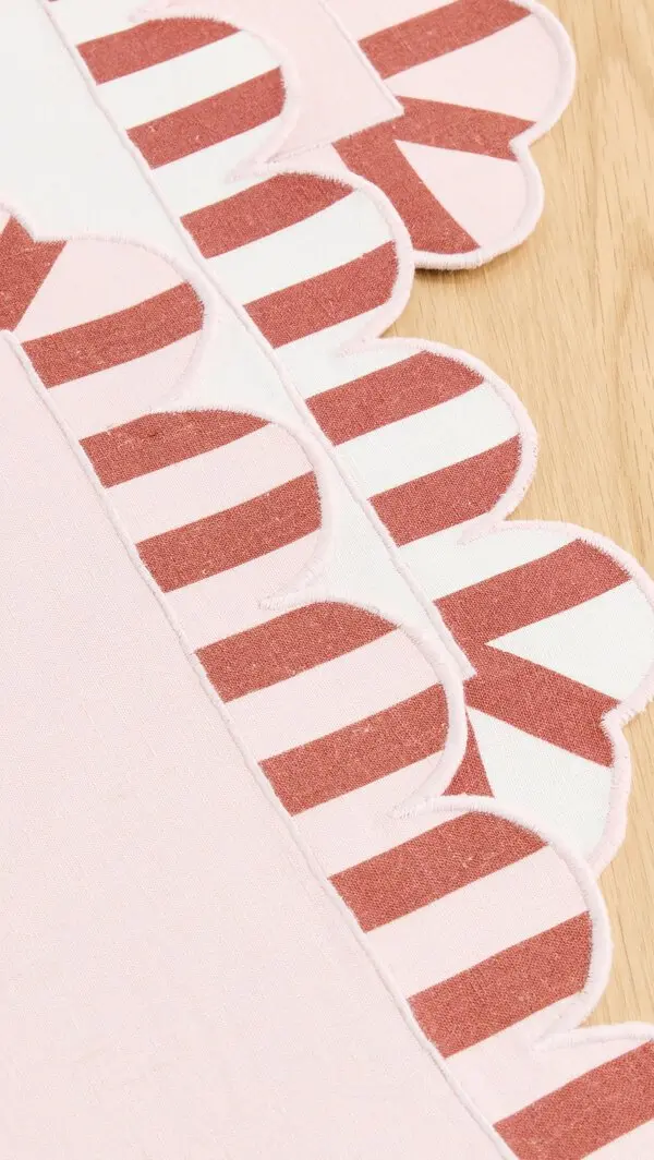 MISETTE Scalloped Stripe Placemats Set Of 4
